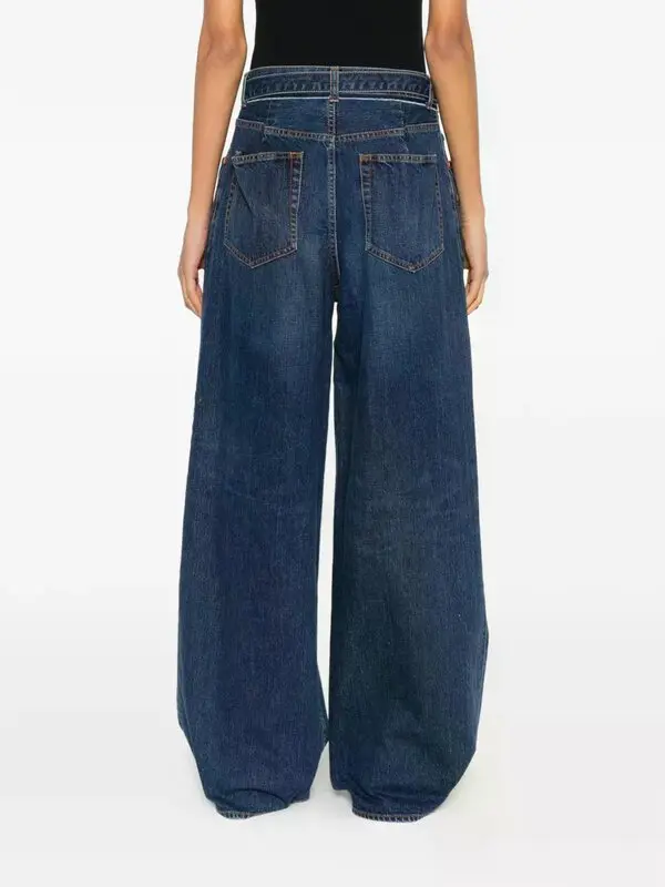 Sacai Belted Wide-leg Jeans - Blue
