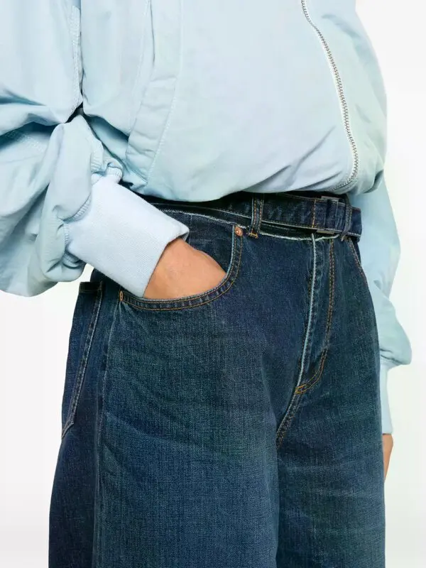 Sacai Belted Wide-leg Jeans - Blue