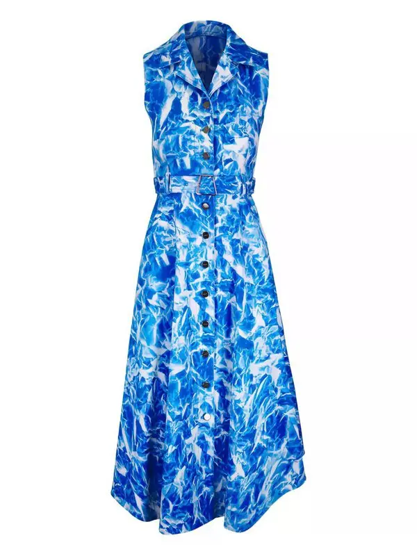 Akris Belted Collared Midi Dress