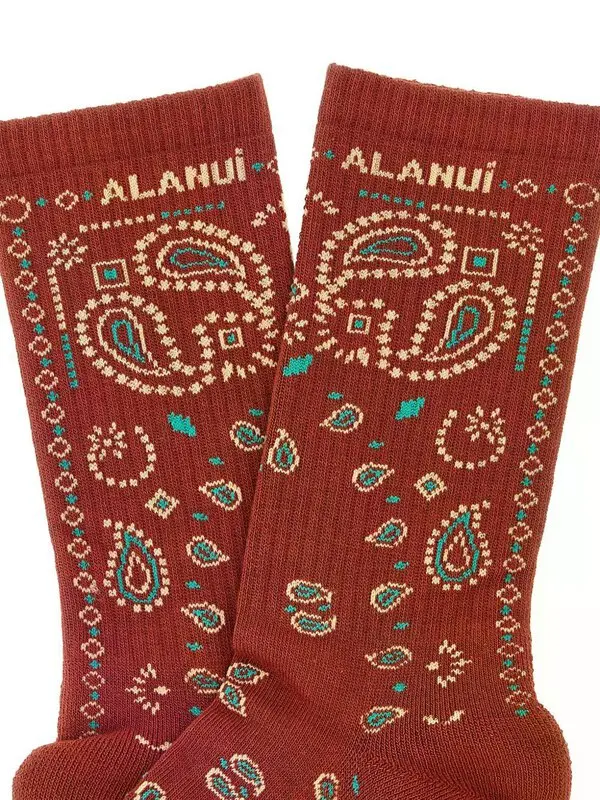Alanui Bandana Ribbed Socks - Brown