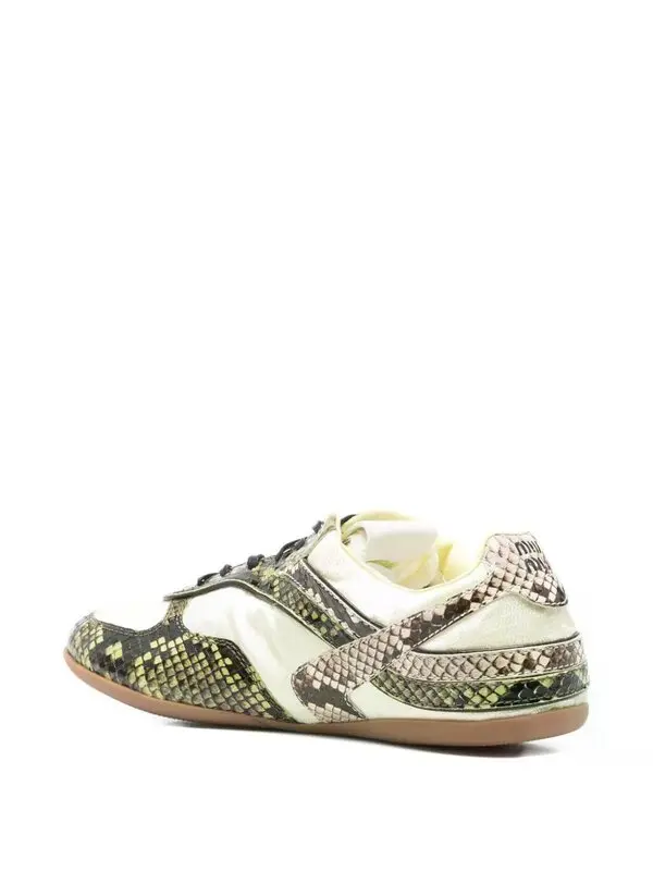Miu Miu Snakeskin-effect Panelled Sneakers - Yellow