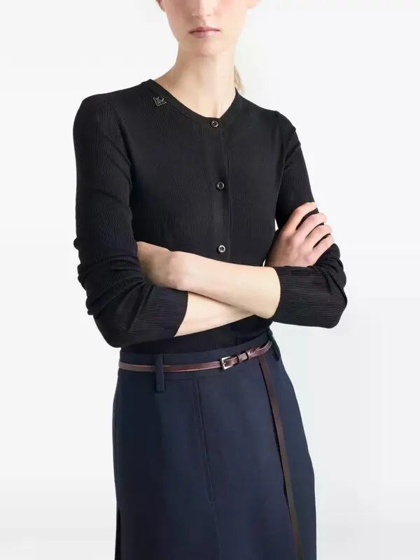 Prada Ribbed Buttoned Cardigan - Black