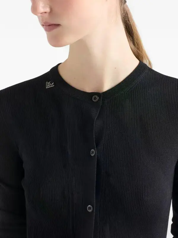 Prada Ribbed Buttoned Cardigan - Black