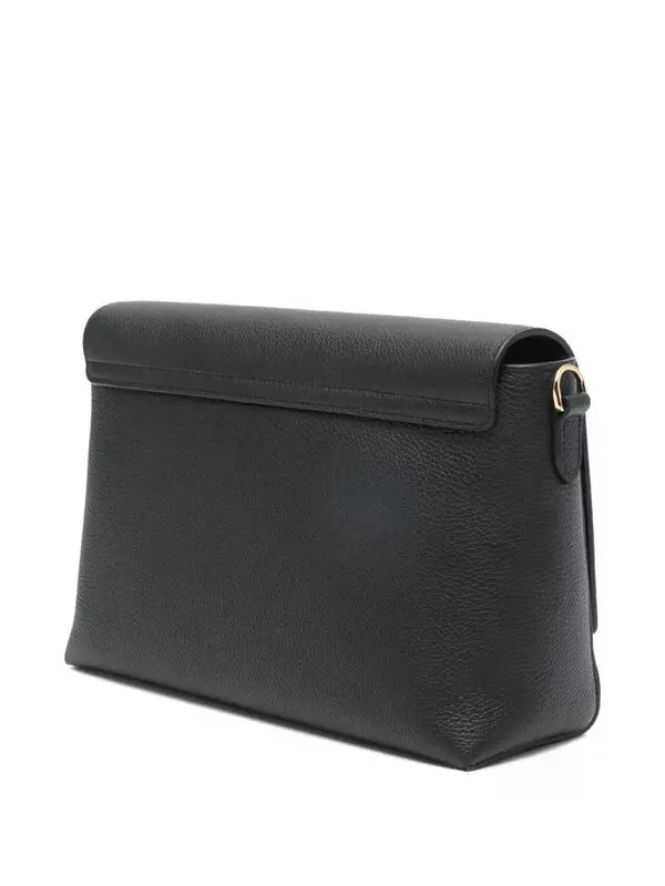 Burberry Leather And Check Cotton Shoulder Bag - Black