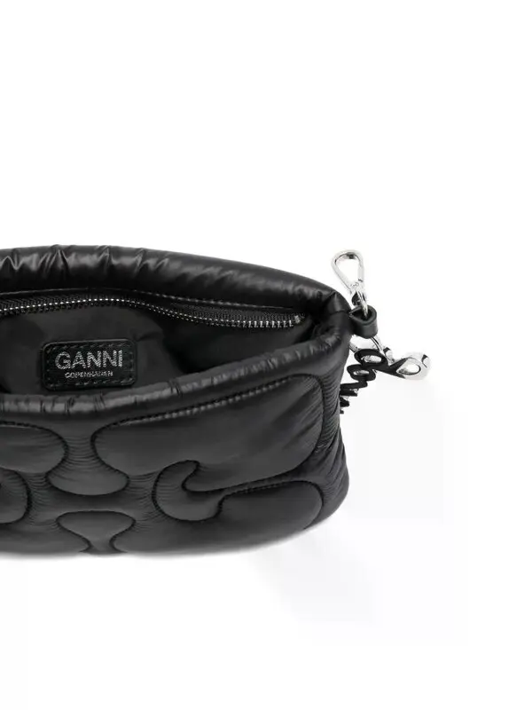 GANNI Quilted Chain Purse - Black