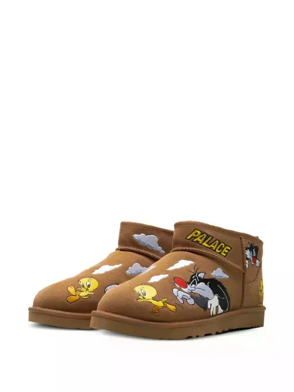 UGG Ultra Mini Embroidered Boots - Brown