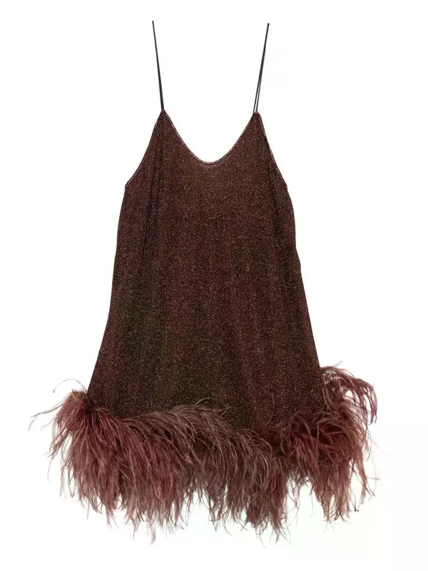Oseree Feather-trimmed Mini Dress