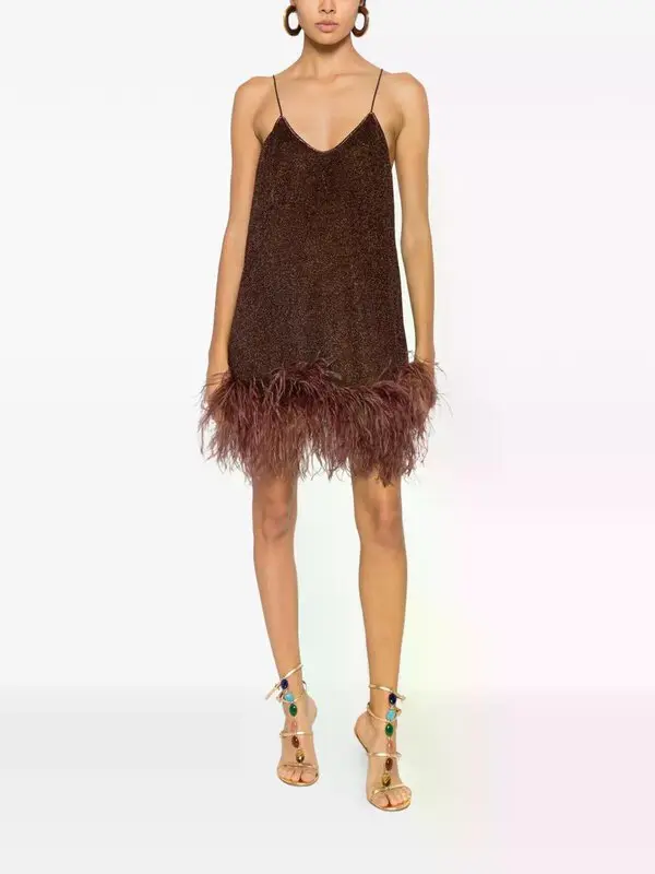 Oseree Feather-trimmed Mini Dress
