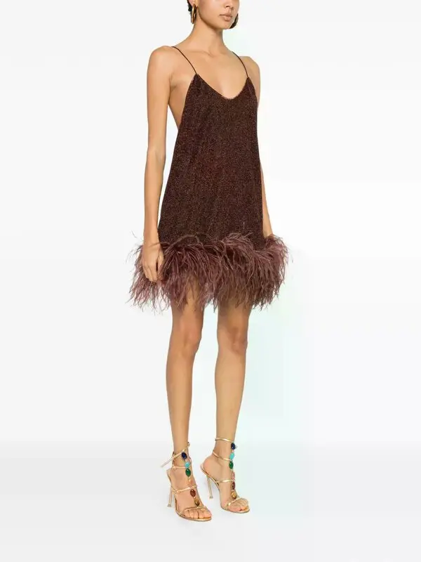 Oseree Feather-trimmed Mini Dress