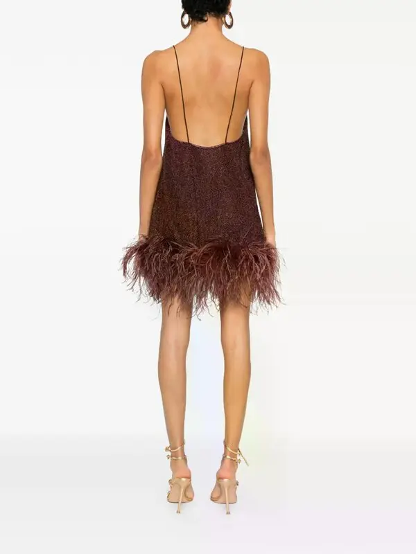 Oseree Feather-trimmed Mini Dress