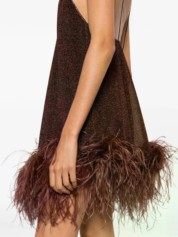 Oseree Feather-trimmed Mini Dress