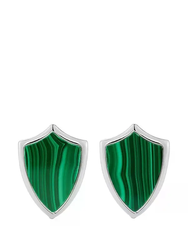 Mateo Shield Malachite Cufflinks - Silver