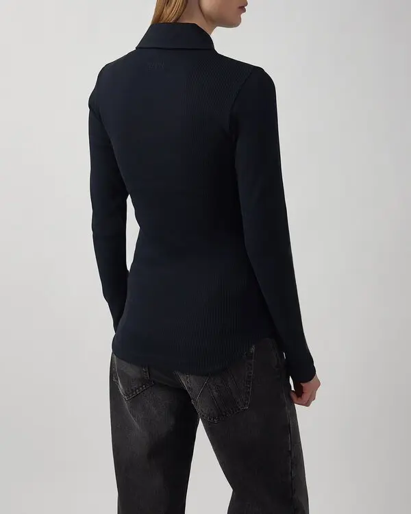 Attico Ribbed-knit Cotton Polo Top