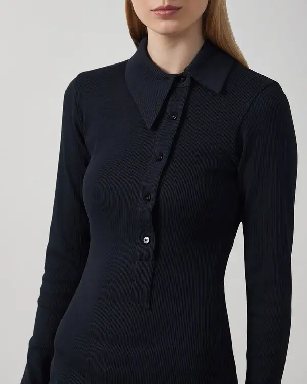 Attico Ribbed-knit Cotton Polo Top