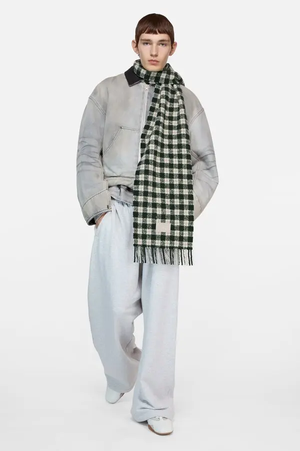 Acne Studios Checked Logo Scarf - Green,white