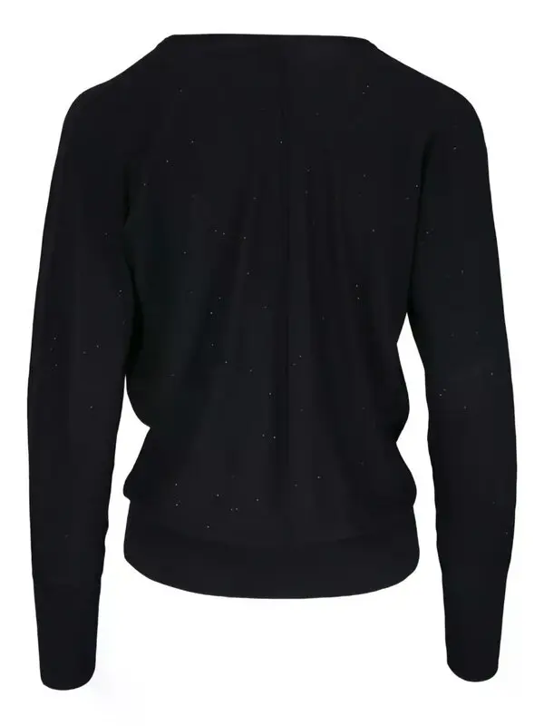Kinross Cashmere V-neck Long-sleeved Top - Black