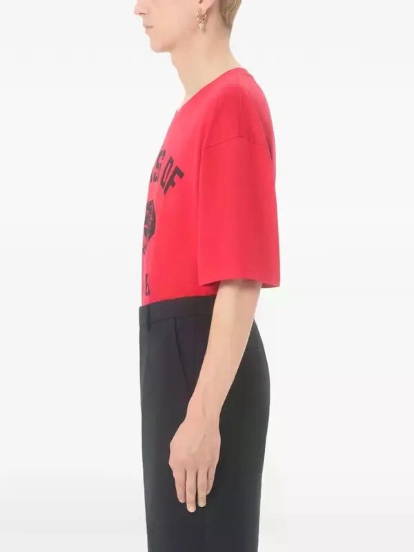 Valentino Garavani Panther-print Cotton T-shirt - Red