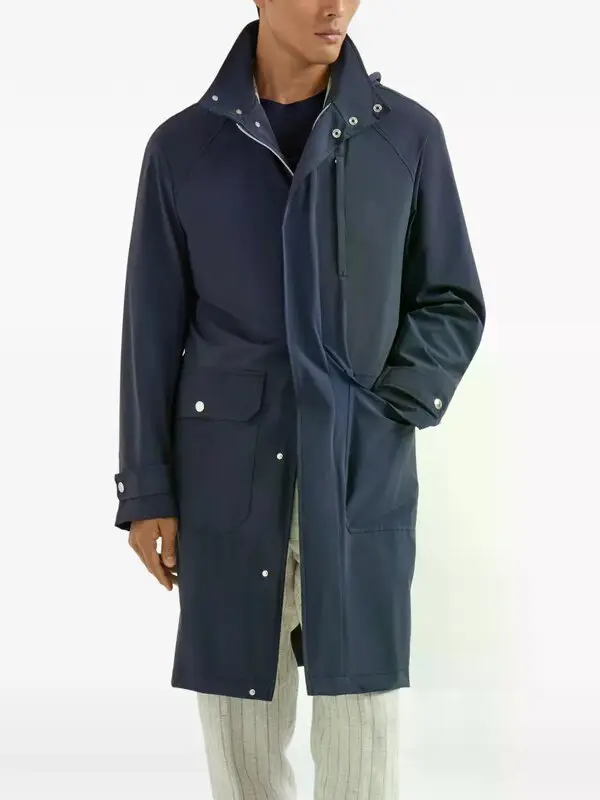Brunello Cucinelli Parka Coat With Detachable Hood - Blue