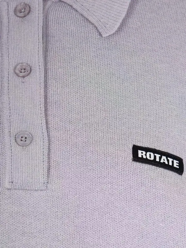 ROTATE BY BIRGER CHRISTENSEN Slinky Knit Buttoned Polo Top - Grey