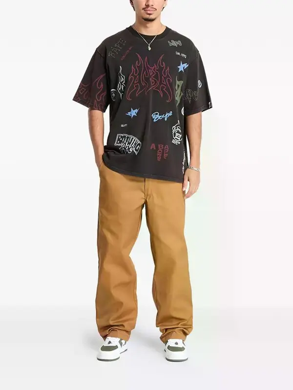 A BATHING APE Overall-print Relaxed Fit T-shirt