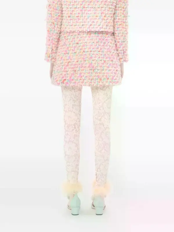Valentino Garavani Candy Tweed Mini Skirt With Jewel Button - Neutrals