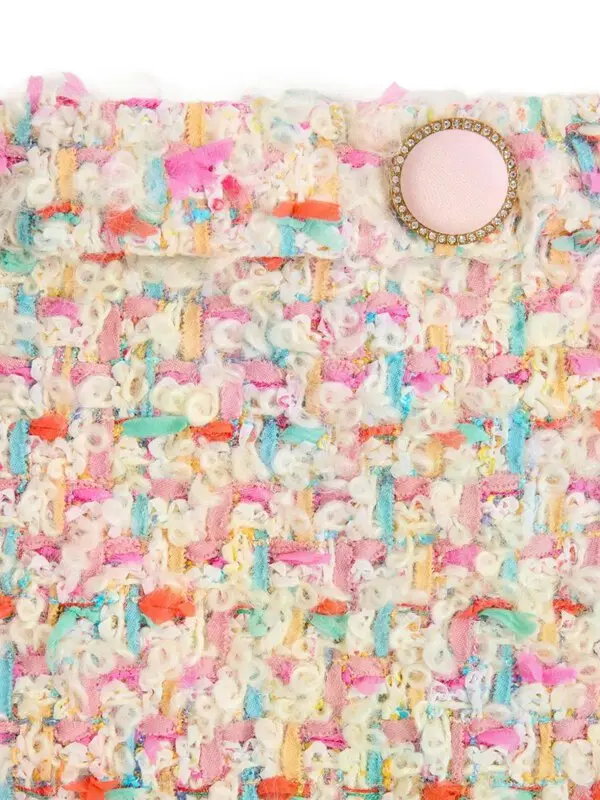 Valentino Garavani Candy Tweed Mini Skirt With Jewel Button - Neutrals