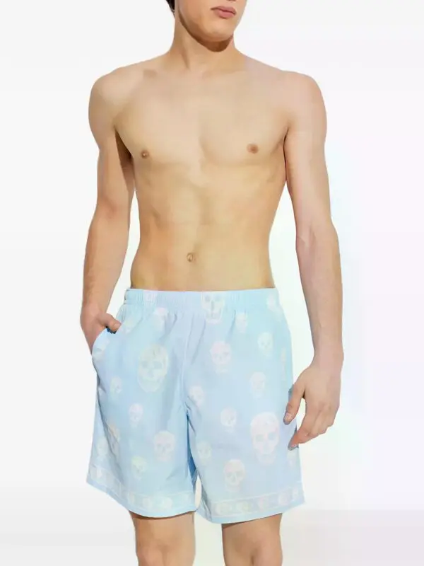 Alexander McQueen Skull Print Swim Shorts - Blue