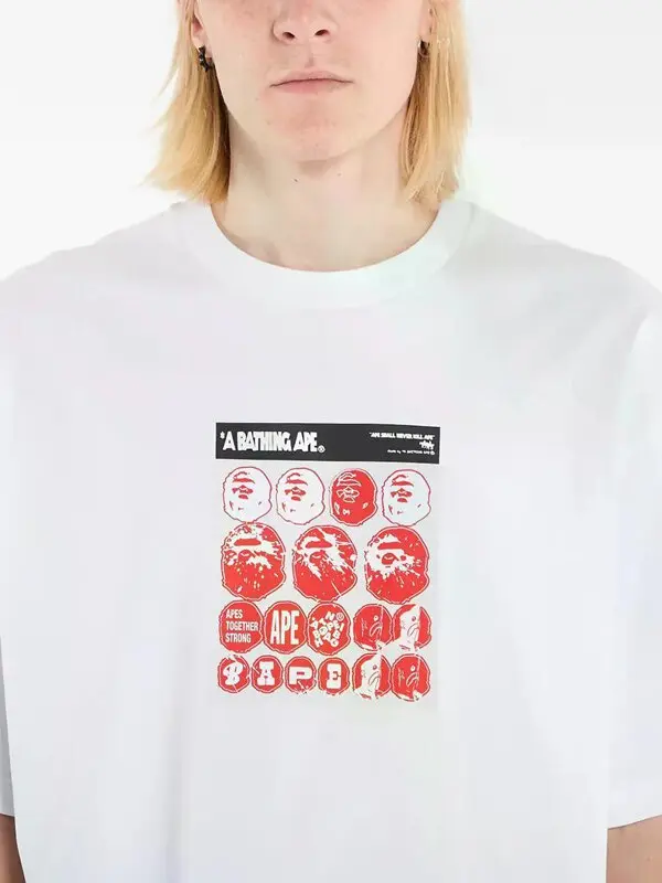 A BATHING APE Sticker Graphic-print T-shirt - White