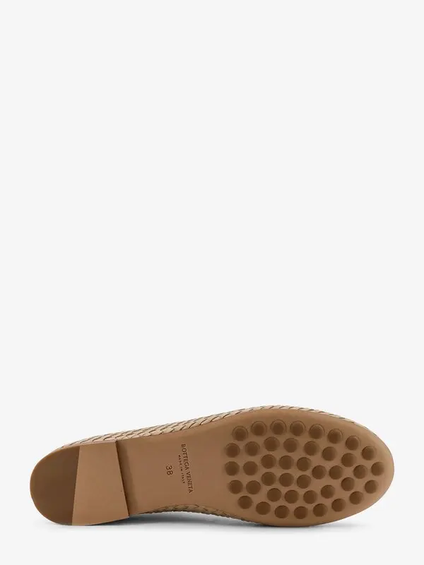 Bottega Veneta Flat Leather Ballet Flats With Intrecciato Weave - Beige
