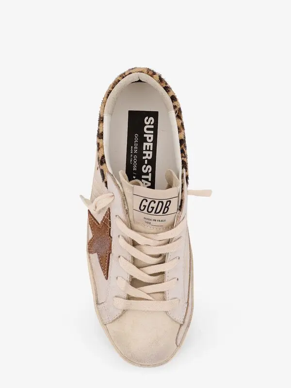 GOLDEN GOOSE Super Star Sneakers With Suede And Animal Print Pony Hair Trim - White