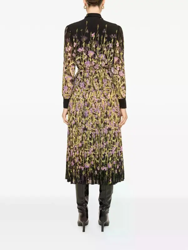 NISSA Printed Pleated Midi Dress