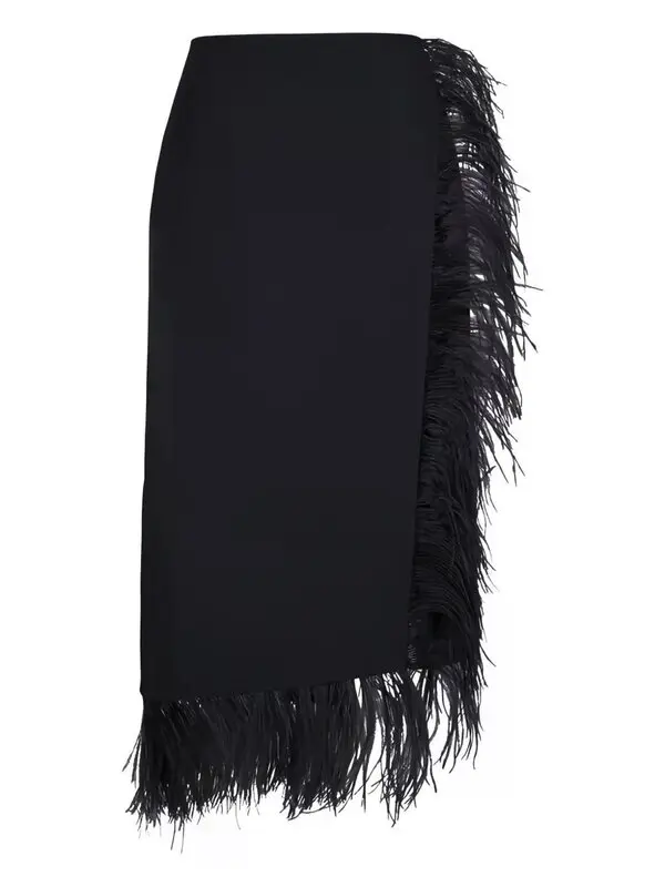 Akris Feather-embellished Midi Skirt - Black