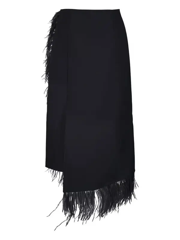 Akris Feather-embellished Midi Skirt