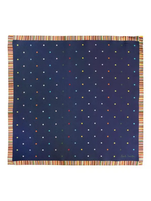 Paul Smith Polka-dot Silk Pocket Square - Blue