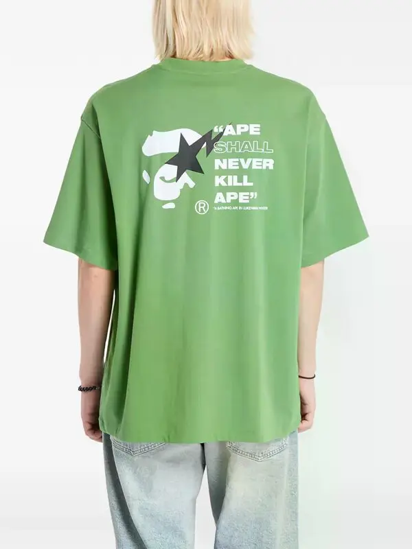A BATHING APE Ape Face-print Relaxed Fit T-shirt - Green