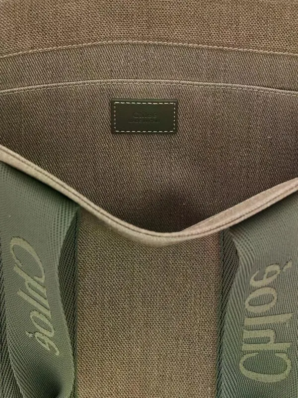 Chloé Logo Canvas Leather Woody Shopping Bag - Neutrals