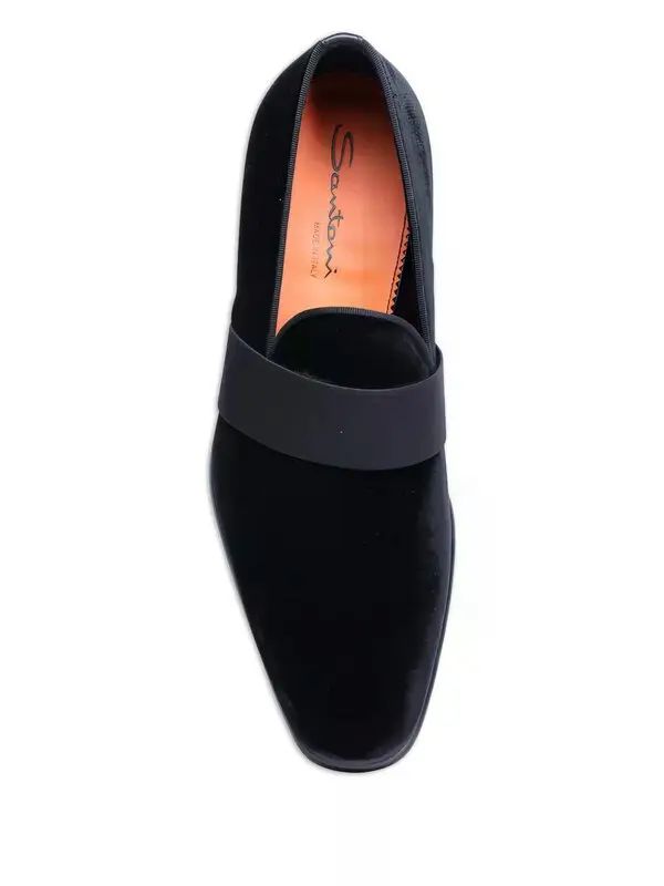 Santoni Isomer Velvet Loafers - Black