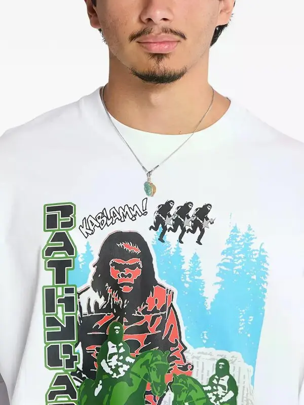 A BATHING APE Graphic Print Long-sleeved T-shirt - White