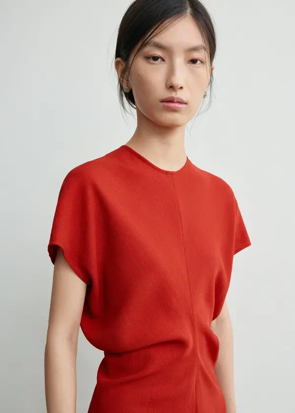 TOTEME Slouch Waist Wool Dress - Red