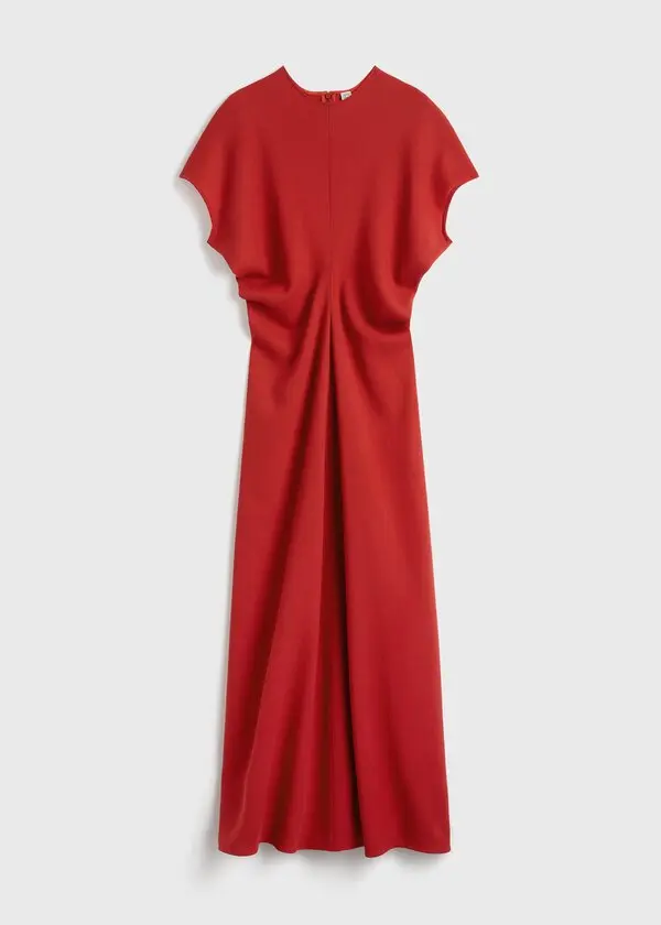 TOTEME Slouch Waist Wool Dress - Red