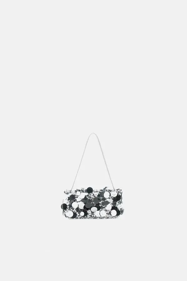 Rabanne Sequined Shoulder Bag - Silver