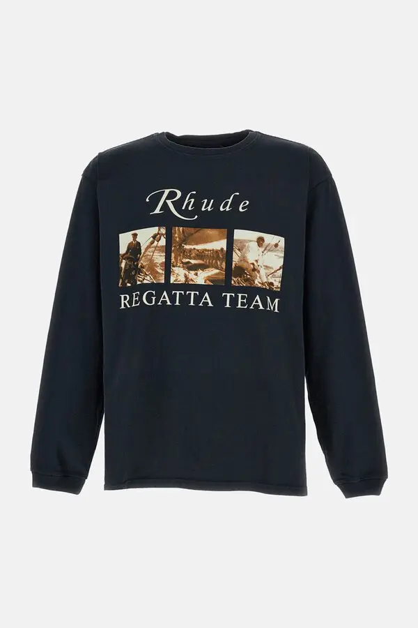 Rhude Regatta' T-shirt Maniche Lunghe - Nero