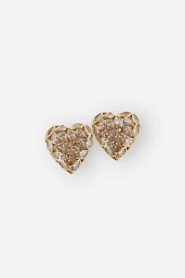 SELF-PORTRAIT Heart-shaped Stud Earrings - Gold