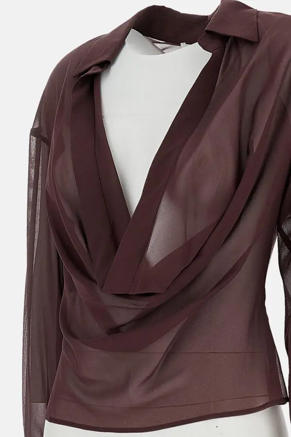 Andamane Lilia Silk-blend Blouse With V-neck - Red