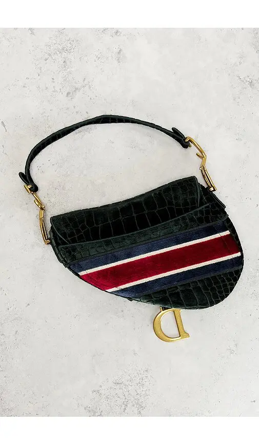 FWRD RENEW Dior Velvet Crocodile Effect Saddle Bag