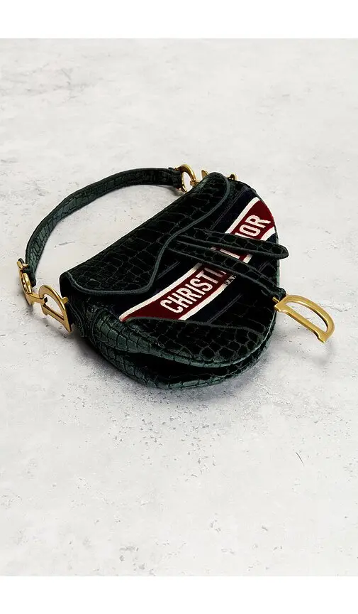 FWRD RENEW Dior Velvet Crocodile Effect Saddle Bag