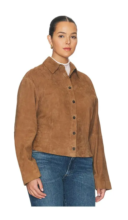 L'academie Dara Suede Button-down Shirt In . Also