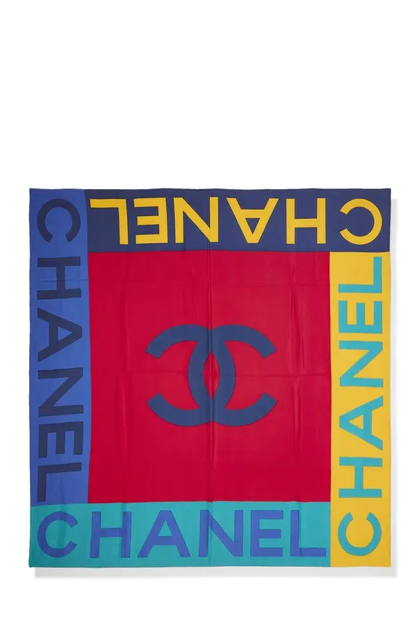 Chanel Multicolor Silk Logo Scarf