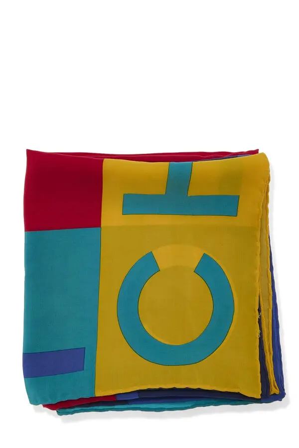 Chanel Multicolor Silk Logo Scarf