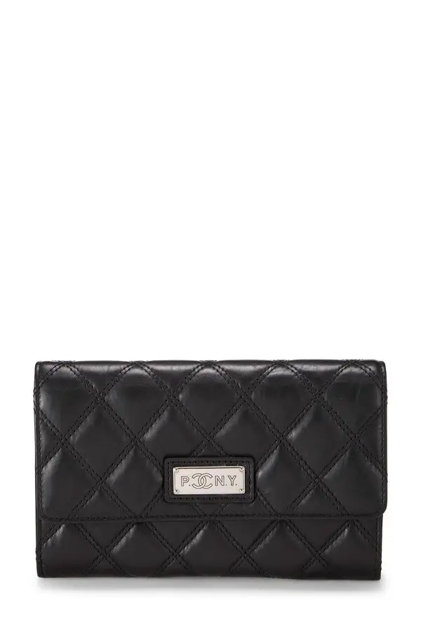 Chanel Calfskin Paris-new York Flap Wallet - Black